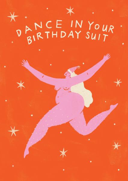 Dance In Your Birthday Suit - Naked Lady Illustrated Birthday Card | thortful