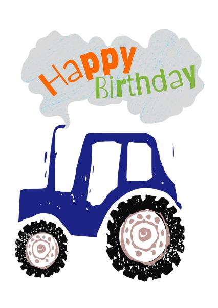 Cute Blue Tractor Happy Birthday Card - Tractor lover | thortful