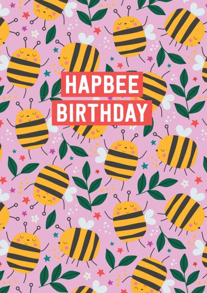Cute Birthday card for kids - Bees - Hapbee Birthday | thortful
