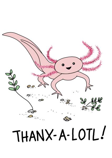 Sweet thank you card with axolotl | thortful
