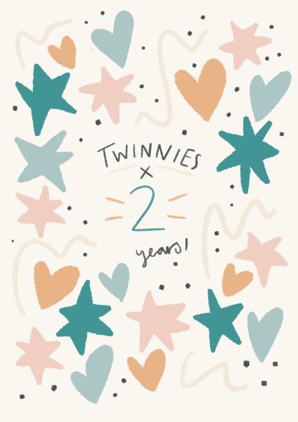 Cute Birthday Card - For 2-Year-Old Twins - Twinnies | thortful