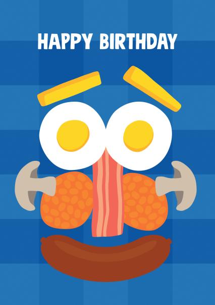 Funny Breakfast Birthday card – Bacon and Eggs - Fry Up - Full English ...