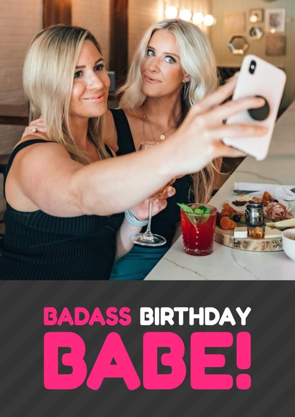 Modern Birthday Photo Card - For Her - Badass Babe | thortful