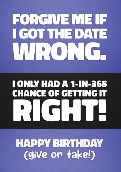 The Wrong Date – Funny Birthday Card – Don't Know The Date? Guess ...