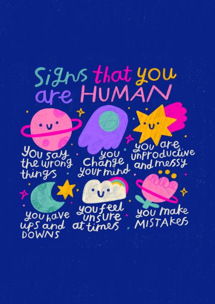 Cute Thinking of You Card - Signs That You Are Human Card | thortful