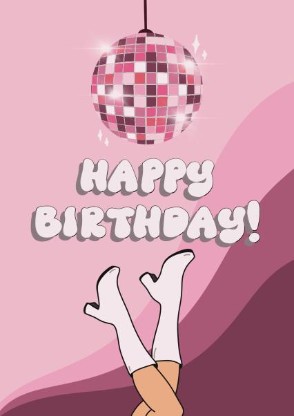 Cute pink birthday card for those disco lovers | thortful
