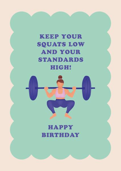 Fun Birthday Card - Inspirational & Motivational Gym - Squat Low ...