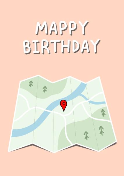 Cute birthday card - unique map themed birthday card for friends and ...