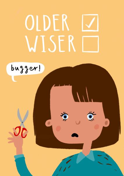 Funny Birthday Card - Home Haircut Fringe Fail - for Sister or Best ...