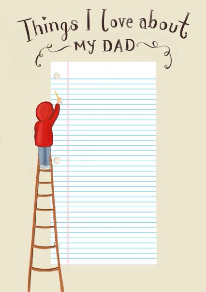 Heartfelt Fathers Day Card - Fill in - Things I Love About My Dad ...