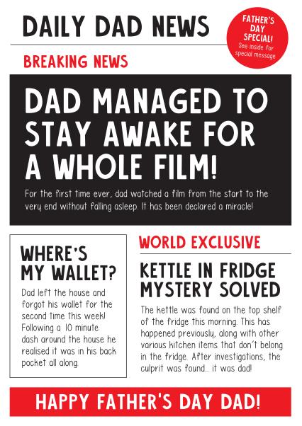 Funny Father's Day Card - Daily Dad Newspaper - Dad Things | thortful