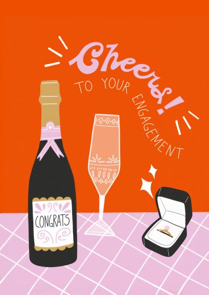 Pretty Engagement Card - Engagement Ring - Cheers To Your Engagement ...