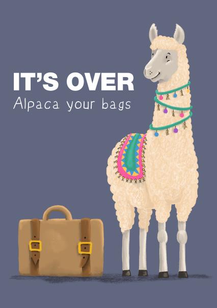 Cute Divorce/Break Up Card - Alpaca Your Bags | thortful