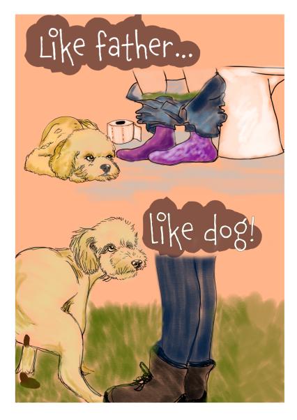 Funny birthday or father's day card for golden cockapoo doodle dog dad ...