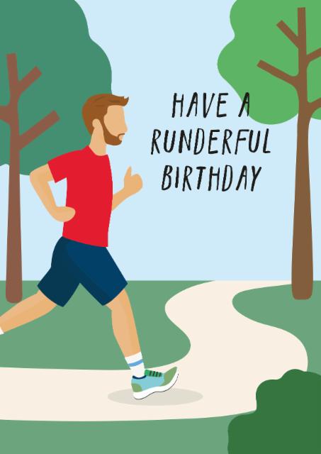 Running birthday - runner birthday - punny birthday card | thortful