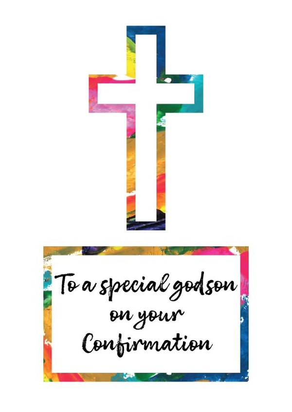 Modern Confirmation Card For Godson - Cross - Abstract Art | thortful