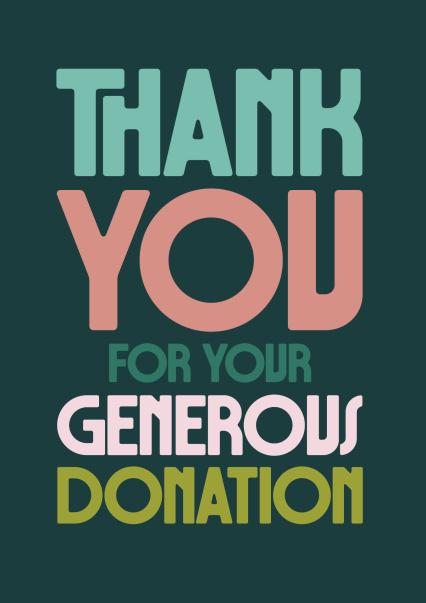Classic Thank You Card - Generous Donation - Typography | thortful