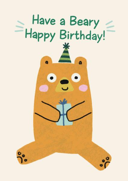 Cute Birthday Card - Have a Beary Happy Birthday - Bear | thortful
