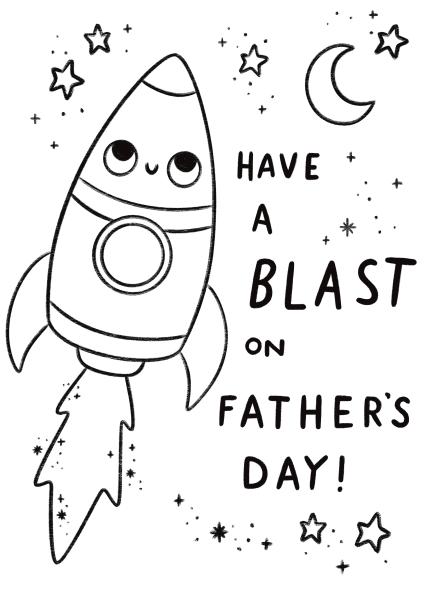 Colouring in Father’s Day Card - From Kids - Space - Have A Blast - DIY ...