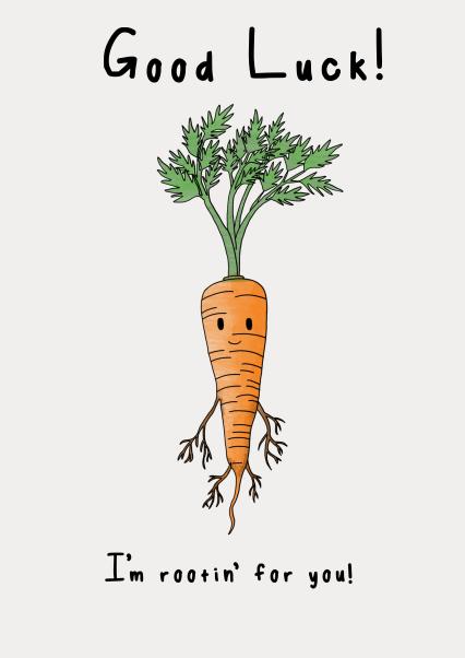 Cute Good Luck Card For Friends - carrot - rootin for you | thortful