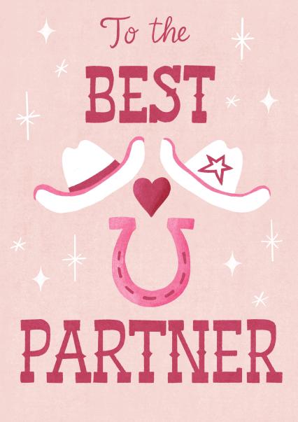 Cowgirl / Cowboy themed Anniversary card, to the Best Partner. | thortful