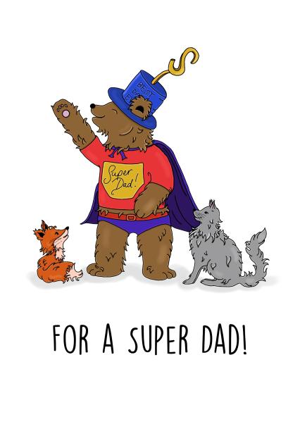 Cute Father's Day Card - Super Dad - Animal Friends | thortful
