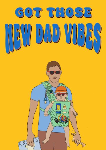 New Dad Vibes | Funny First Fathers Day Card | Cute Fathers Day Card ...