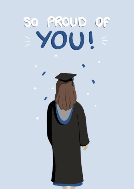Cute Graduation Card - For Her - Graduating University - Blue/Brunette ...