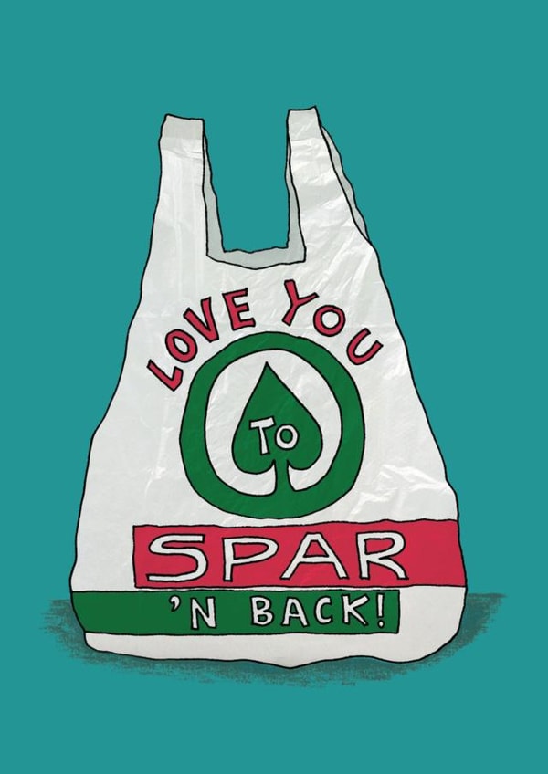 Funny Anniversary Card - Love You To Spar and Back - Moon and Back ...