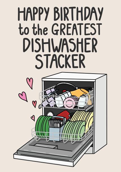 Funny Birthday Card for Friends and Family - Greatest Dishwasher ...