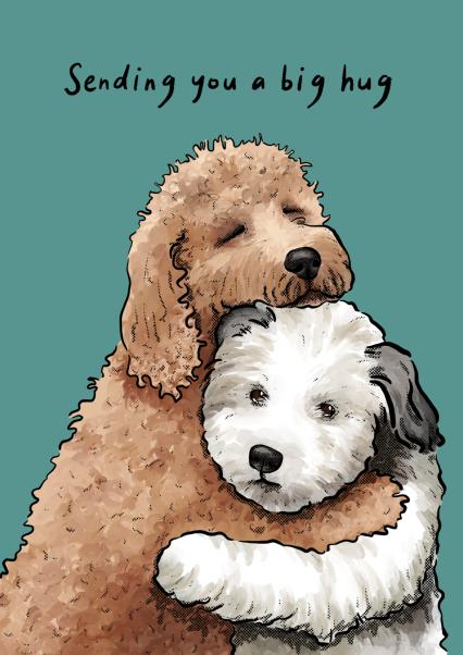 Cute thoughtful Card - big hug or bereavement card to show you care ...