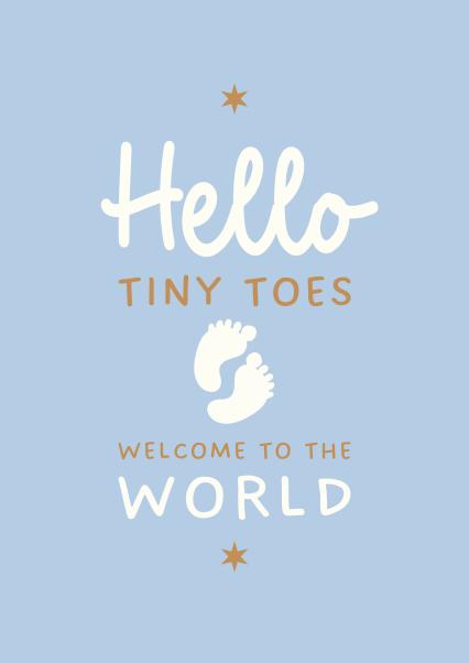 New Baby Boy Card - Hello Tiny Toes Welcome to The World - Baby Feet ...