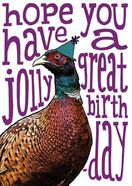 Cute Jolly Great Birthday Card - Pheasant - Hope you have a jolly great ...