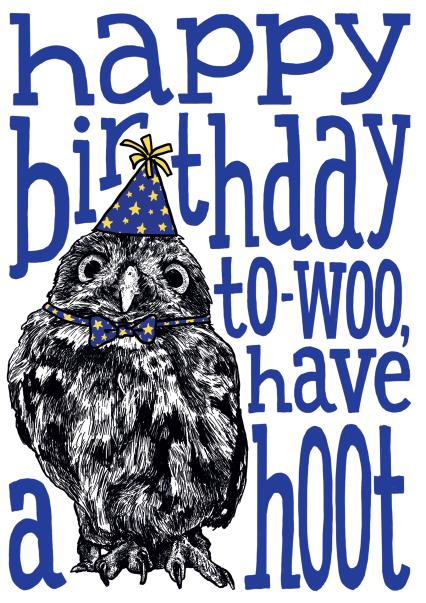 Cute Birthday Card - Owl - Happy birthday to-woo, have a hoot | thortful