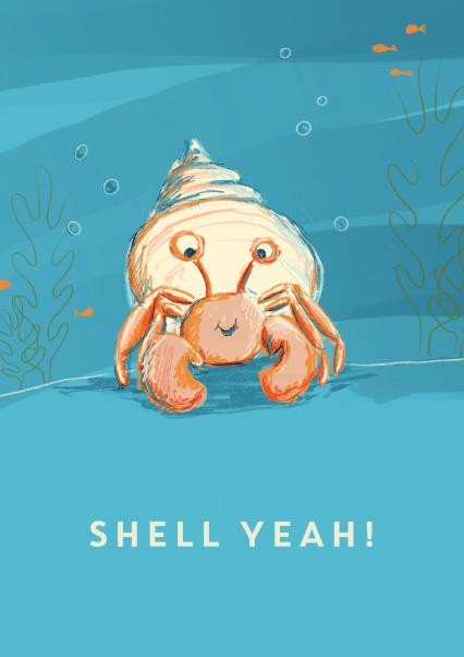 Cute Congratulations Card - Crab Pun - Shell Yeah | thortful