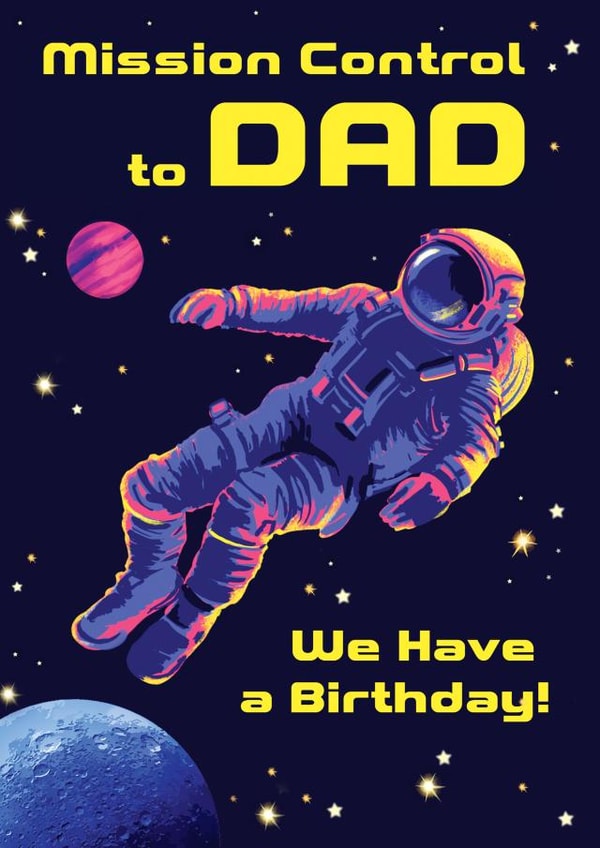 Retro Birthday Card - Space Astronaut - For Dad | thortful
