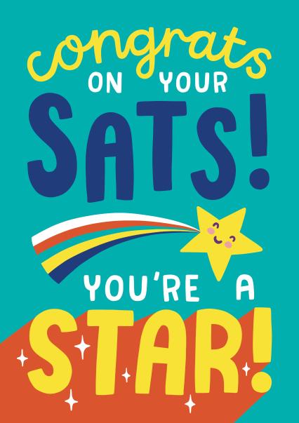 Cute Exam Results Card - Congrats On Your SATs - You're A Star! | thortful