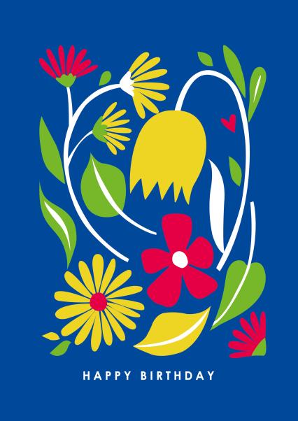Graphic Spring Blooms Birthday Card | thortful