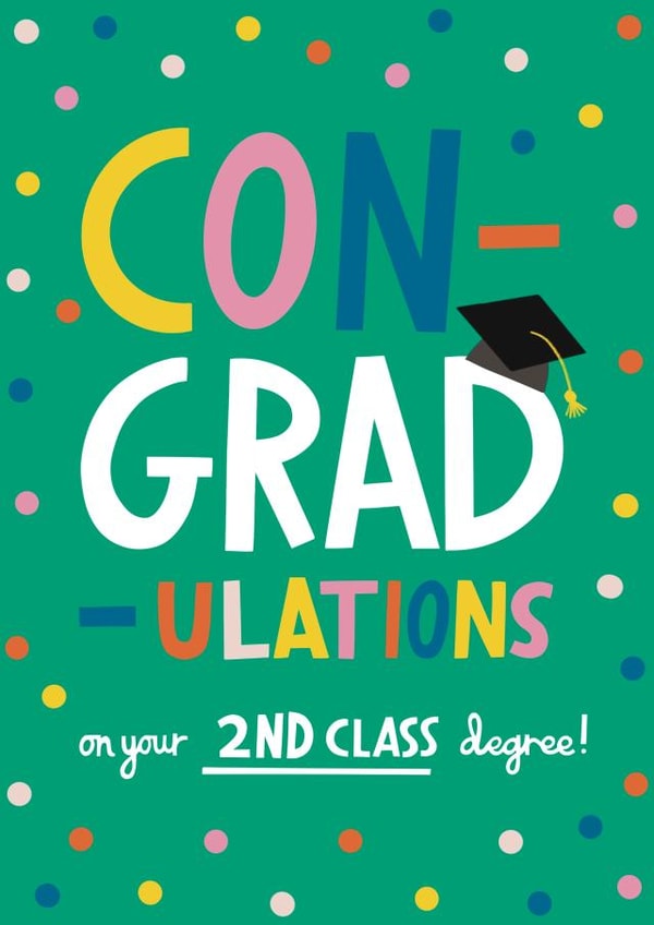 Classic Graduation Card - Congratulations On Getting Your Second Class ...