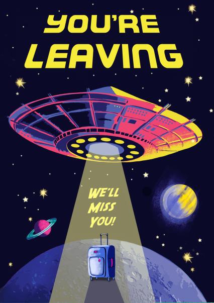 Arty Leaving Card - We'll Miss You - Alien UFO | thortful