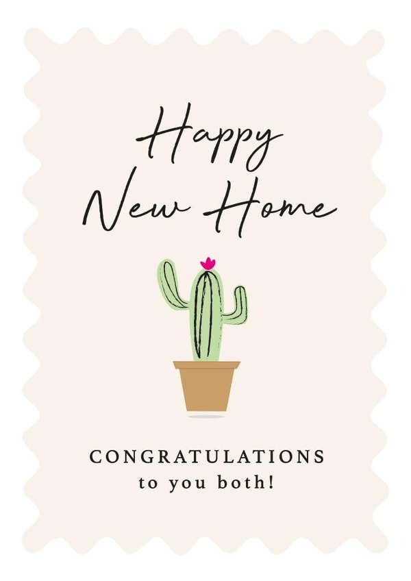 Cute new home congratulations plant cactus card for couple | thortful