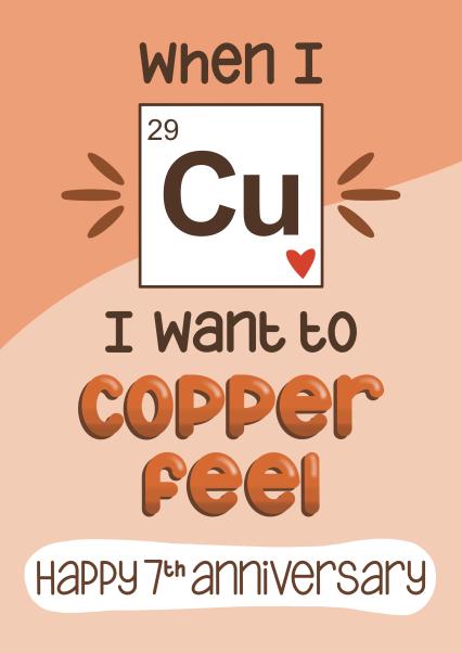 Funny Copper Anniversary Card For Husband Or Wife - 7th Anniversary ...
