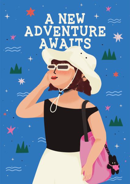 Cute Leaving Card - For Her - A New Adventure Awaits - Travelling ...
