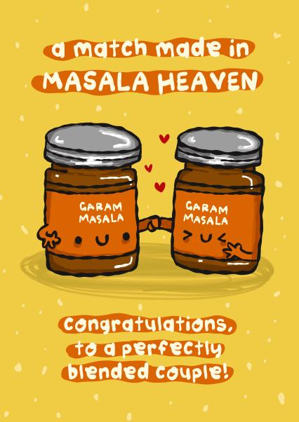 Funny Wedding Card - Match Made In Masala Heaven - Garam Masala | thortful