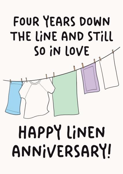 Cute 4th Anniversary Card - Four Years Down The Line | thortful