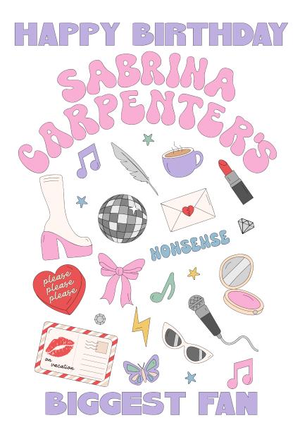 Modern Happy Birthday Card - Sabrina Carpenter - Biggest Fan | thortful