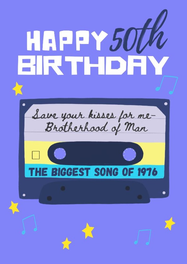 Classic 50th Birthday Card - Music - 1976 | thortful