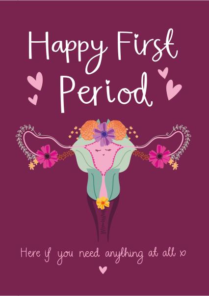 Pretty First Period Card - Uterus - Floral | thortful