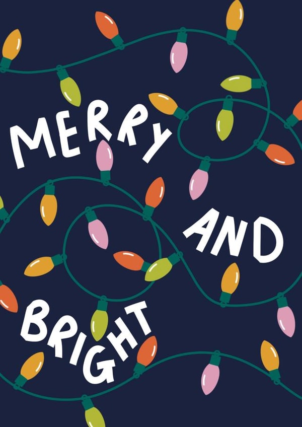 Classic Christmas Card - Lights - Merry And Bright | thortful