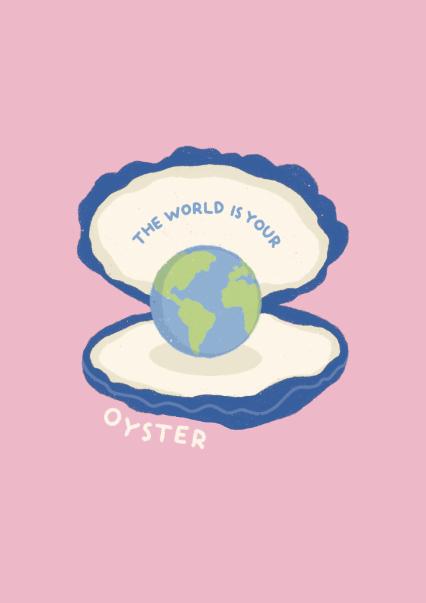 Cute Good Luck Card - The World Is Your Oyster - Shell | thortful
